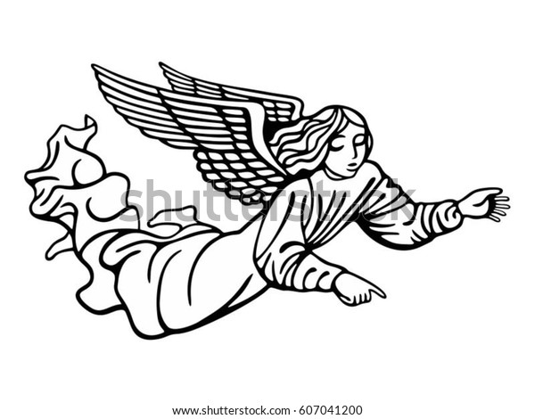 Flying Angel On White Background Stock Vector (Royalty Free) 607041200 ...