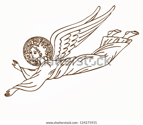 Flying Angel Vector Illustration Stock Vector (Royalty Free) 124275931