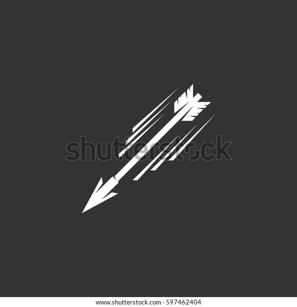 Flying arrow icon illustration isolated on black background. Flying ...