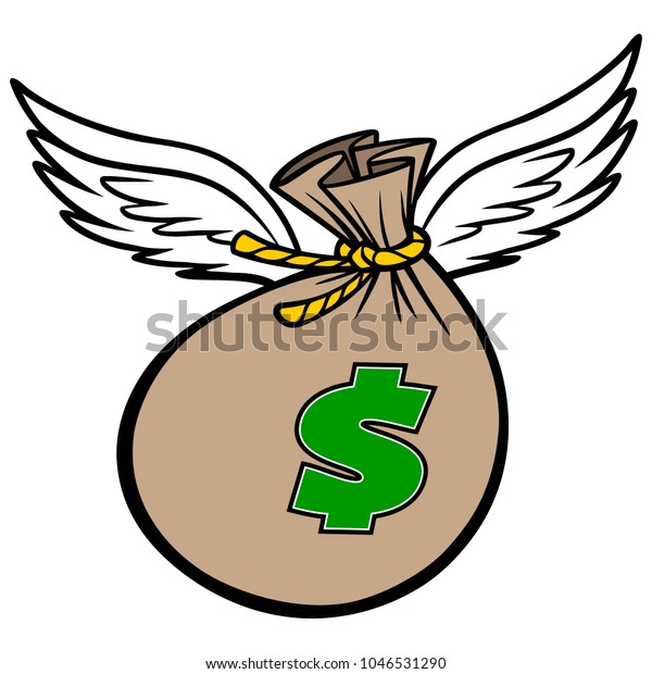 Flying Bag Money Vector Cartoon Illustration Stock Vector (Royalty Free ...