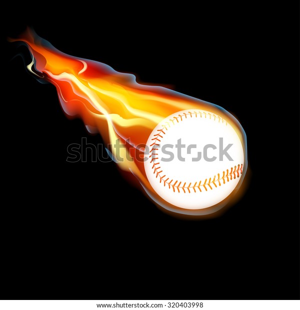 Flying Baseball On Fire On Black Stock Vector (Royalty Free) 320403998 ...