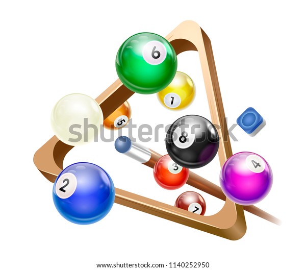 Flying Billiard Ball Triangle Rack Vector Stock Vector (Royalty Free ...