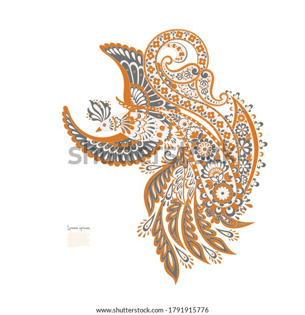 Flying Bird Paisley Vector Isolated Pattern Stock Vector (Royalty Free ...