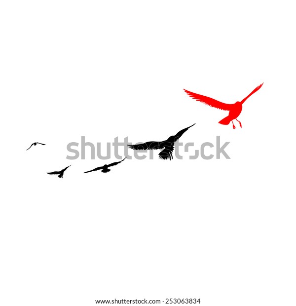 Flying Birds Leadership Concept Vector Illustration Stock Vector ...