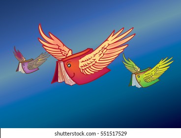Flying Books Stock Vector (Royalty Free) 551517529 | Shutterstock
