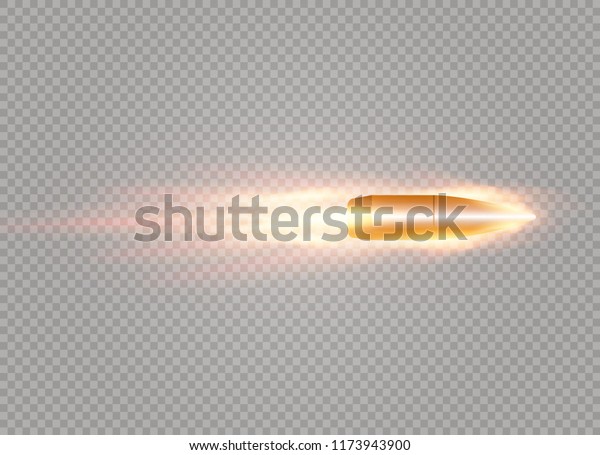 Flying Bullet Fiery Trace Isolated On Stock Vector (Royalty Free ...