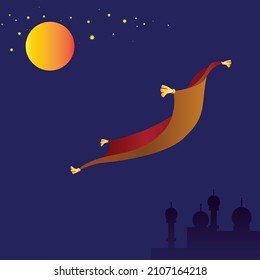 Flying Carpet Night Background Vector Illustration Stock Vector ...