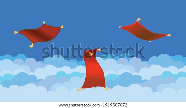Flying Carpet Sky Vector Illustration Stock Vector (Royalty Free ...