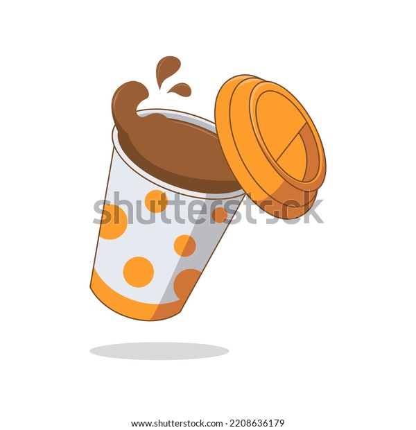 Flying Coffee Cup Illustration Design Isolated Stock Vector (Royalty ...