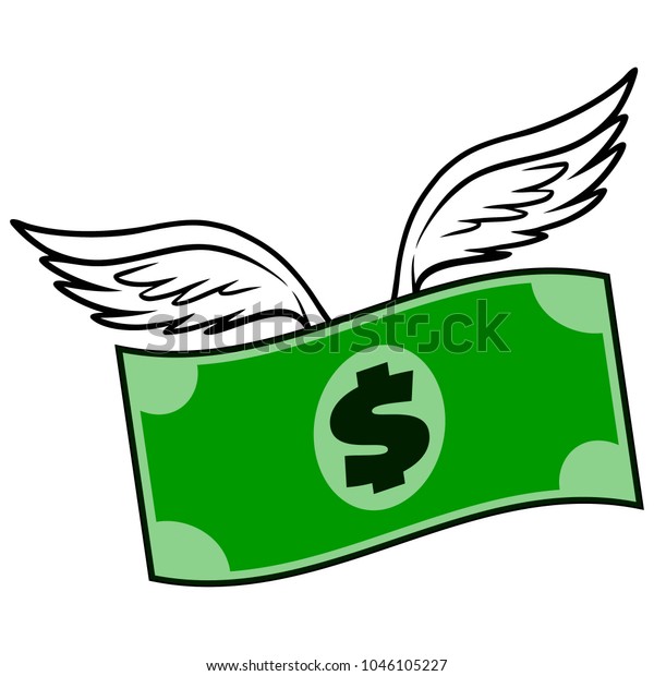 Flying Dollar Vector Cartoon Illustration Flying Stock Vector (Royalty ...