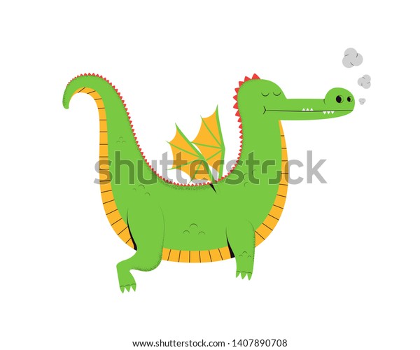 Flying Dragon Cute Cartoon Dragon Isolated Stock Vector (Royalty Free ...