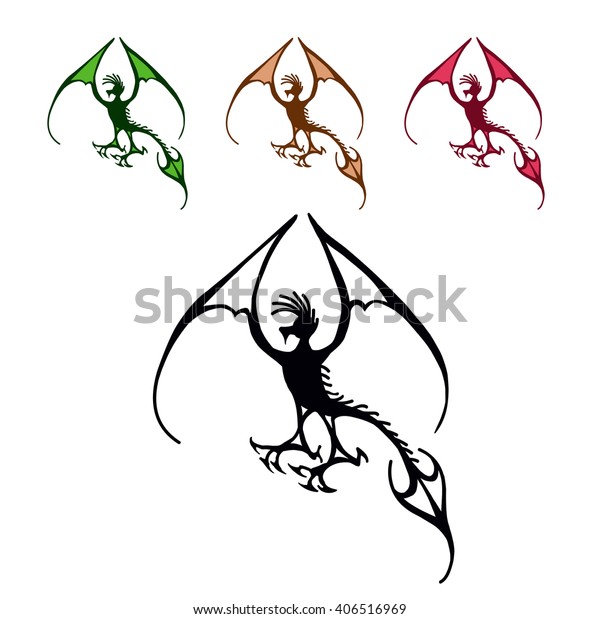 Flying Dragon Symbol Black Decorative Emblem: vector de stock (libre de ...