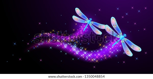 Flying Dragonfly Sparkle Blazing Trail Glowing Stock Vector (Royalty ...