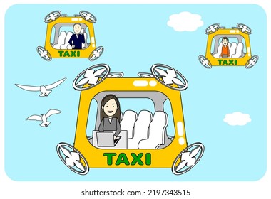 Flying Drone Taxi Vector Illustration Stock Vector (Royalty Free ...