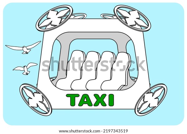 Flying Drone Taxi Vector Illustration Stock Vector (Royalty Free ...
