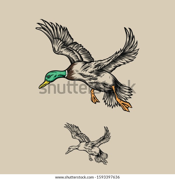 Flying Duck Vector Illustration Logo Stock Vector (Royalty Free ...