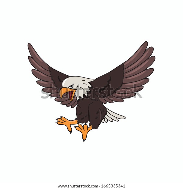 Flying Eagle Cartoon Logo Illustration Vector Stock Vector (Royalty ...