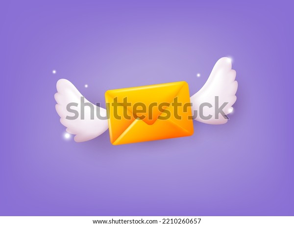 Flying Envelope Wings Incoming Mail Notify Stock Vector (Royalty Free ...