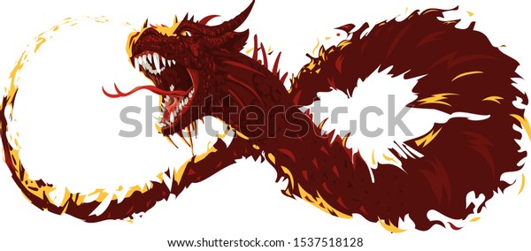 Flying Fire Dragon Dragons Body Took Stock Vector (Royalty Free ...