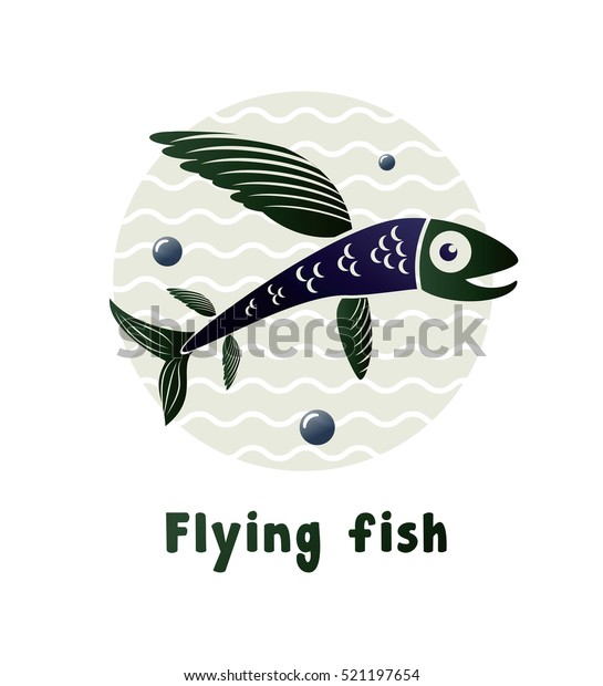 Flying Fish Illustration Print Logo Concept Stock Vector (Royalty Free ...