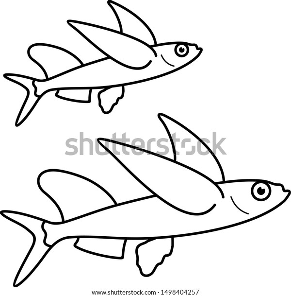 Flying Fish Vector Outline Icon Stock Vector (Royalty Free) 1498404257 ...