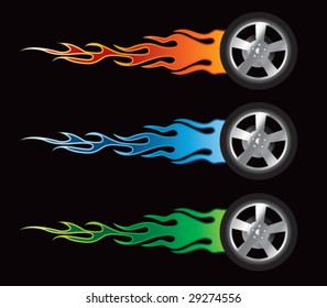 Flying Flaming Tires Stock Vector (Royalty Free) 29274556 | Shutterstock
