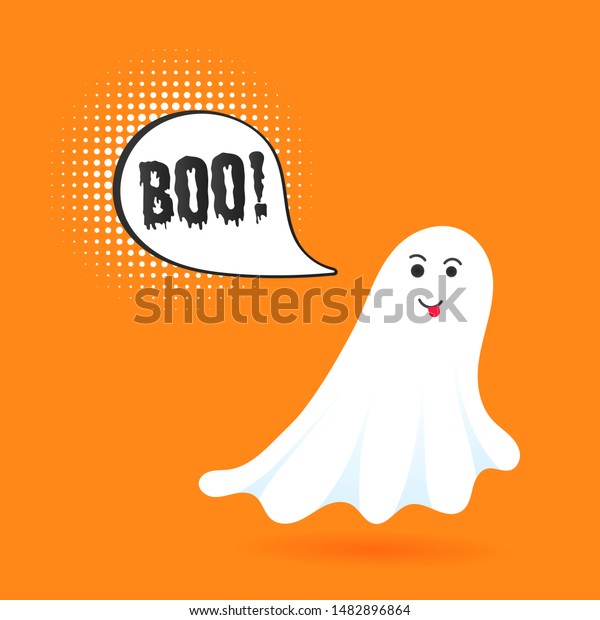 Flying Halloween Funny Spooky Ghost Character Stock Vector (Royalty ...