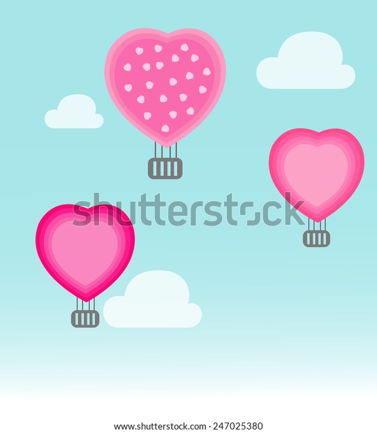 「Flying Heart Balloons Vector Illustration Background」のベクター画像素材（ロイヤリティ ...
