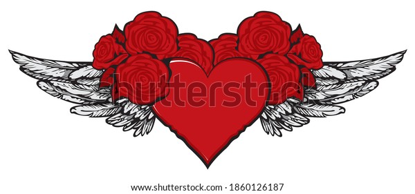Flying Heart Vector Graphic Illustration Red Stock Vector (Royalty Free ...