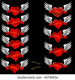 Vektor Stok Flying Heart White Wings Vector (Tanpa Royalti) 45744916 ...