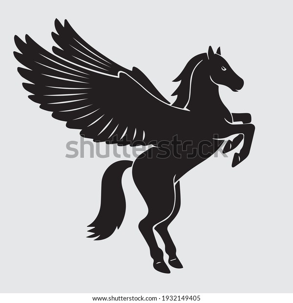 Flying Horses Vector Illustration Grey Background Stock Vector (Royalty ...
