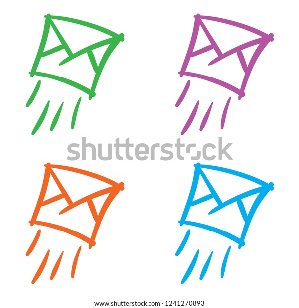 Flying Letter Flying Mail Hand Drawn Stock Vector (Royalty Free) 1241270893