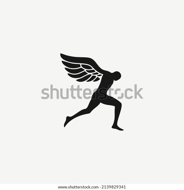 Flying Man Logo Wings Human Silhouette Stock Vector (Royalty Free ...