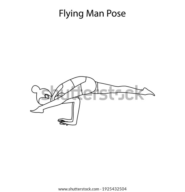 Flying Man Pose Yoga Workout Outline Stock Vector (Royalty Free ...