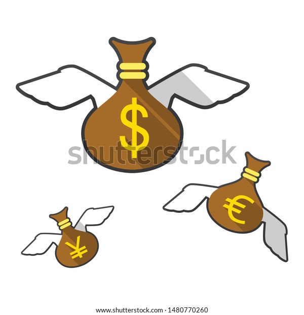 Flying Money Bag Shadow Flat Style Stock Vector (Royalty Free ...