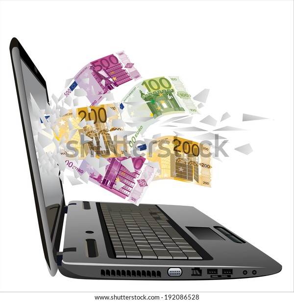 Flying Out Broken Laptop Computer Screenonline Stock Vector (Royalty ...