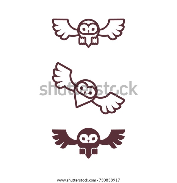 Flying Owls Icon Set Cartoon Style Stock Vector (Royalty Free ...