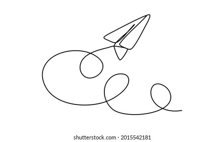 Flying Paper Plane Continuous Line Drawing Stock Vector (Royalty Free ...