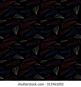 Vektor Stok Flying Paper Planes Seamless Texture (Tanpa Royalti ...