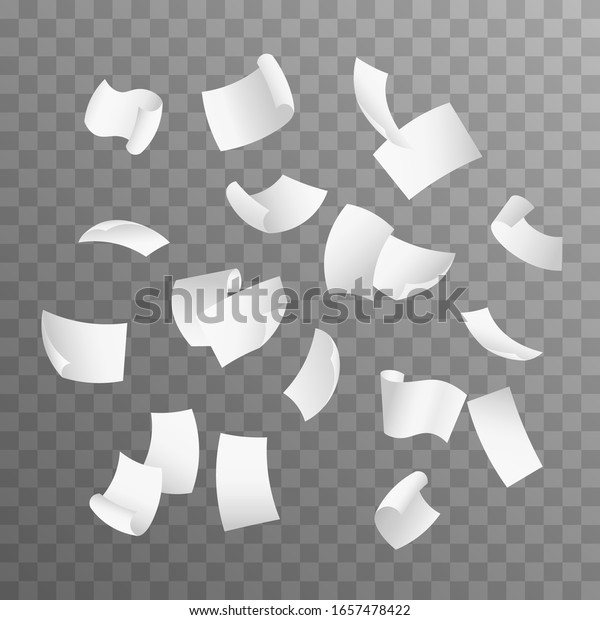 Flying Paper Sheets Isolated On Transparent Stock Vector (Royalty Free ...