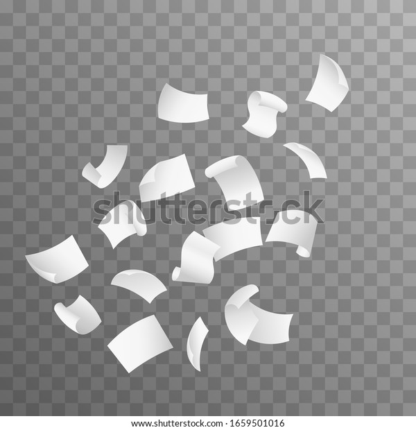 Flying paper sheets. Isolated on transparent background. Realistic 3d ...
