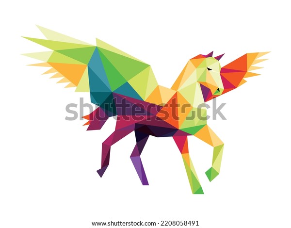 Flying Pegasus Colorful Polygon Low Poly Stock Vector (Royalty Free ...