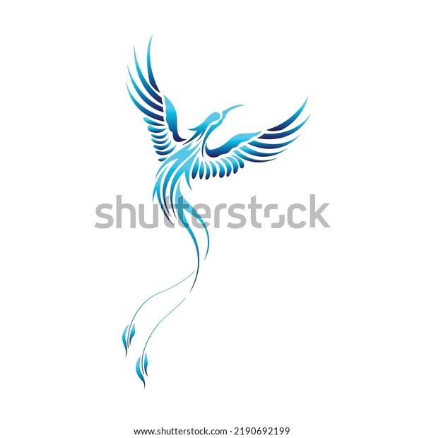 Flying Phoenix Blue Fire Bird Abstract Stock Vector (Royalty Free ...
