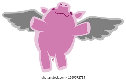 Flying Pink Pig Stock Vector (Royalty Free) 1269372715 | Shutterstock