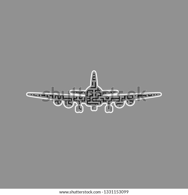 Flying Plane Sign Front View Vector Stock Vector (Royalty Free ...