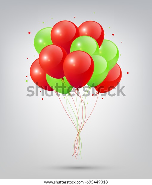 Flying Realistic Glossy Red Green Balloons Stock Vector (Royalty Free ...