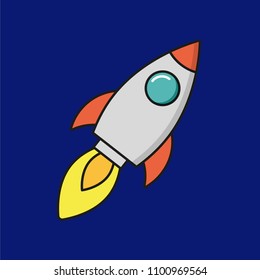 Flying Rocket Flat Design Illustration Stock Vector (Royalty Free ...