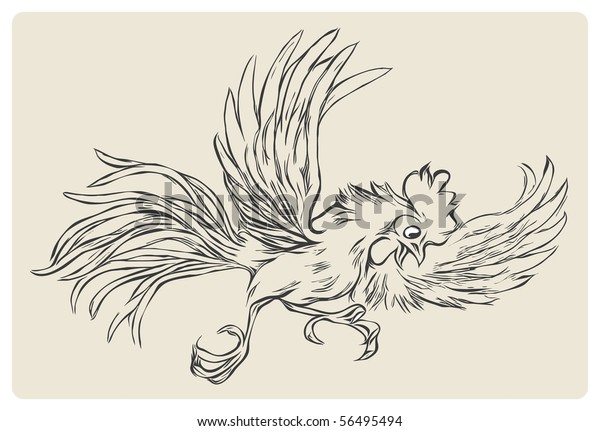 Flying Rooster Stock Vector (Royalty Free) 56495494