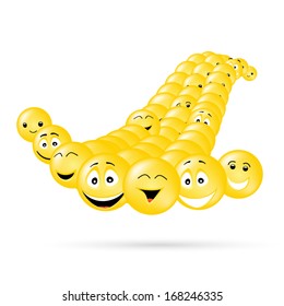 Flying Smileys On White Background: Stock-Vektorgrafik (Lizenzfrei ...