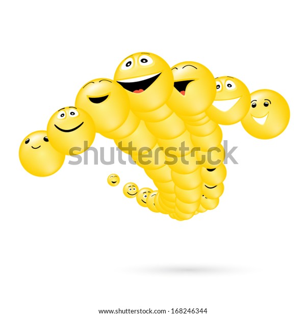 Flying Smileys On White Background Stock Vector (Royalty Free) 168246344